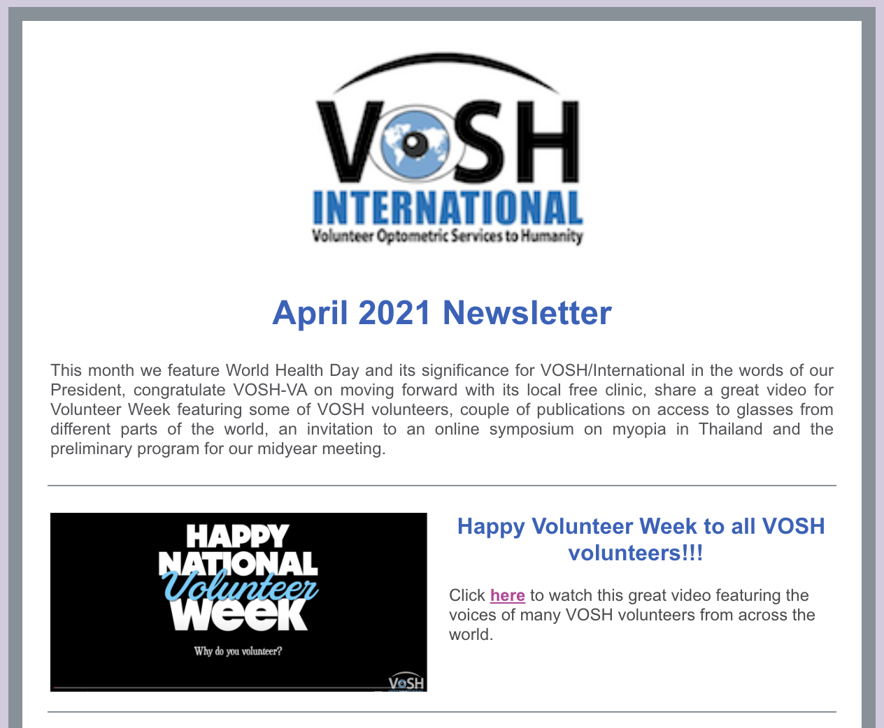 April 2021 VOSH/International Newsletter – VOSH Chapter Sites